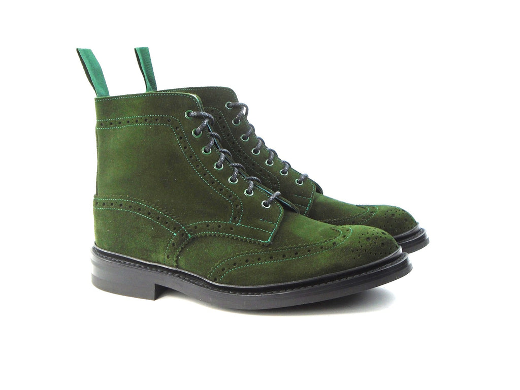 Stow Country Boot - Deep Lichen Green Suede – Tricker's Factory Shop