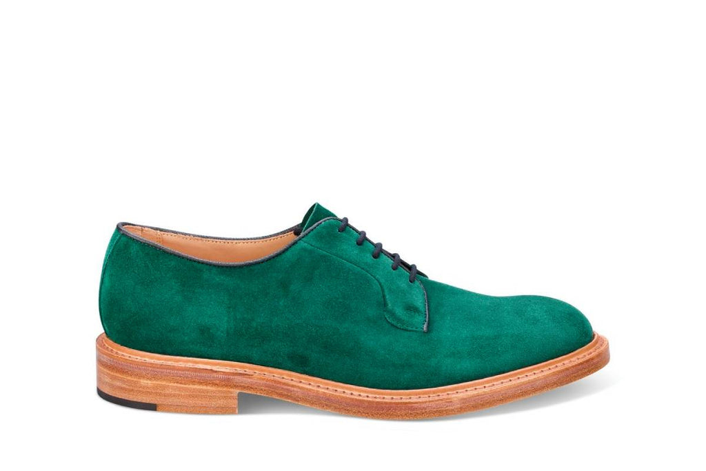 Robert Derby Shoe - Bright Green Castorino Suede – Tricker's Factory Shop